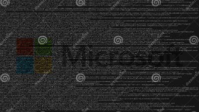 Microsoft Logo Made of Source Code on Computer Screen. Editorial 3D ...