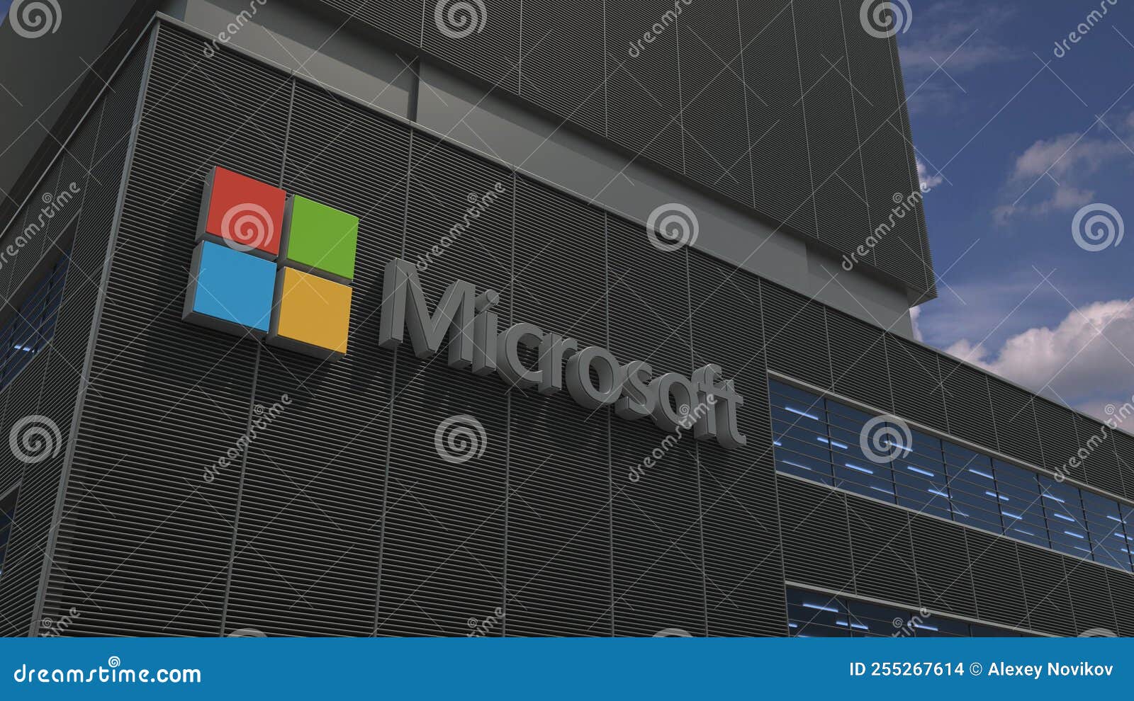 Microsoft Logo on the Modern Building. Editorial 3d Rendering Editorial ...