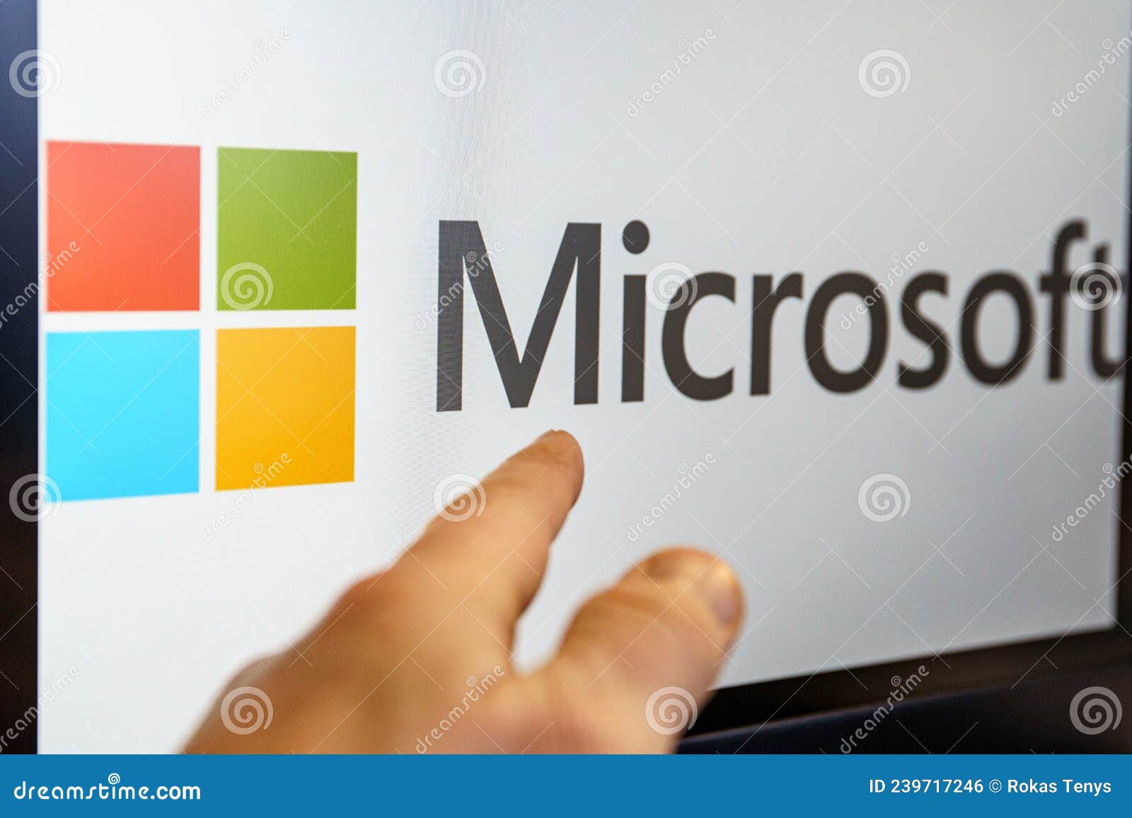 Microsoft Logo on Screen. Microsoft Corporation is an American ...