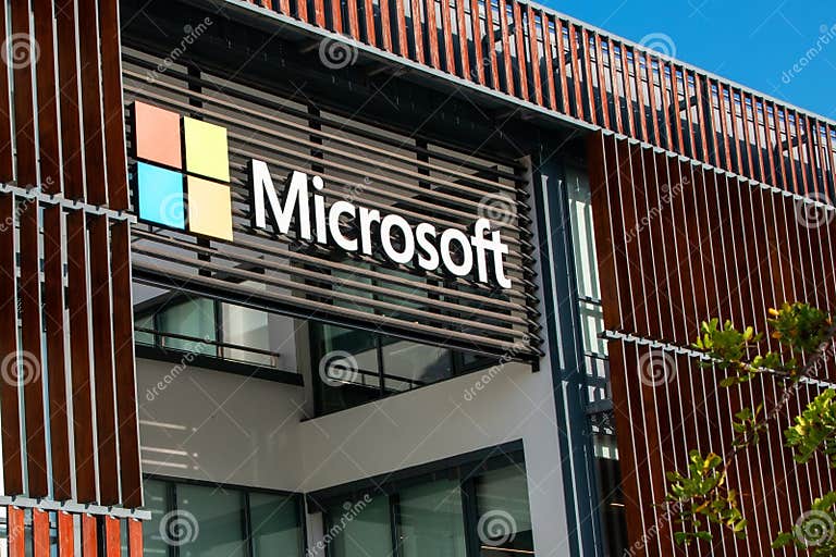 Microsoft Logo and Text Sign of Microsoft Office Building Editorial ...