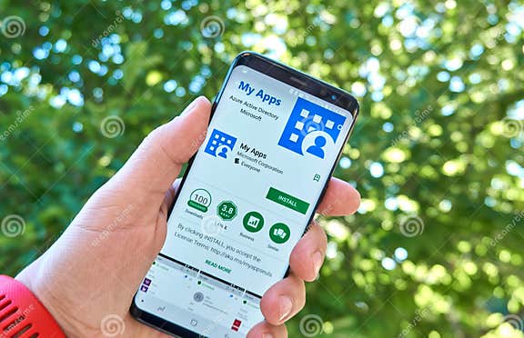 Microsoft My Apps Mobile App on Samsung S8. Editorial Photo - Image of ...