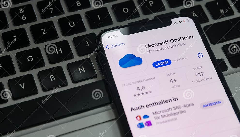 Microsoft Onedrive Application in the Apple Store. Stock Image - Image ...