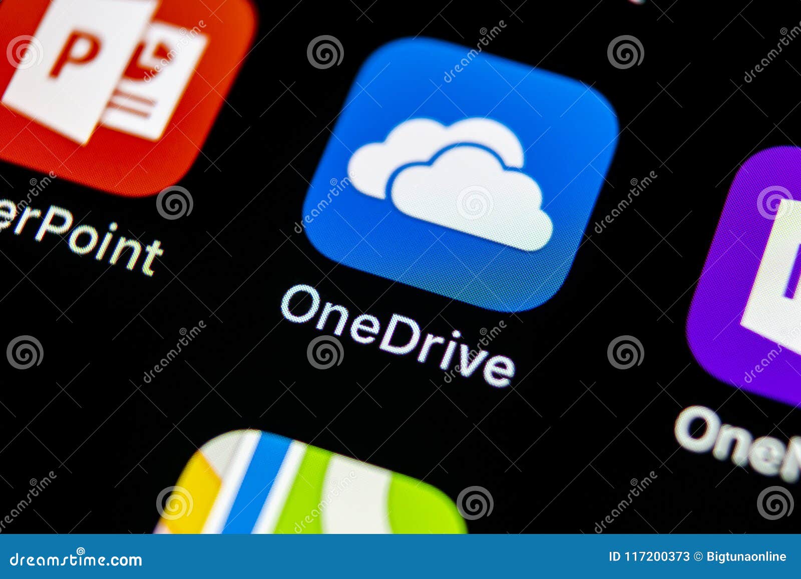 Microsoft OneDrive Application Icon on Apple IPhone X Screen Close-up ...