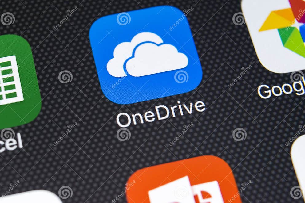 Microsoft OneDrive Application Icon on Apple IPhone X Screen Close-up ...