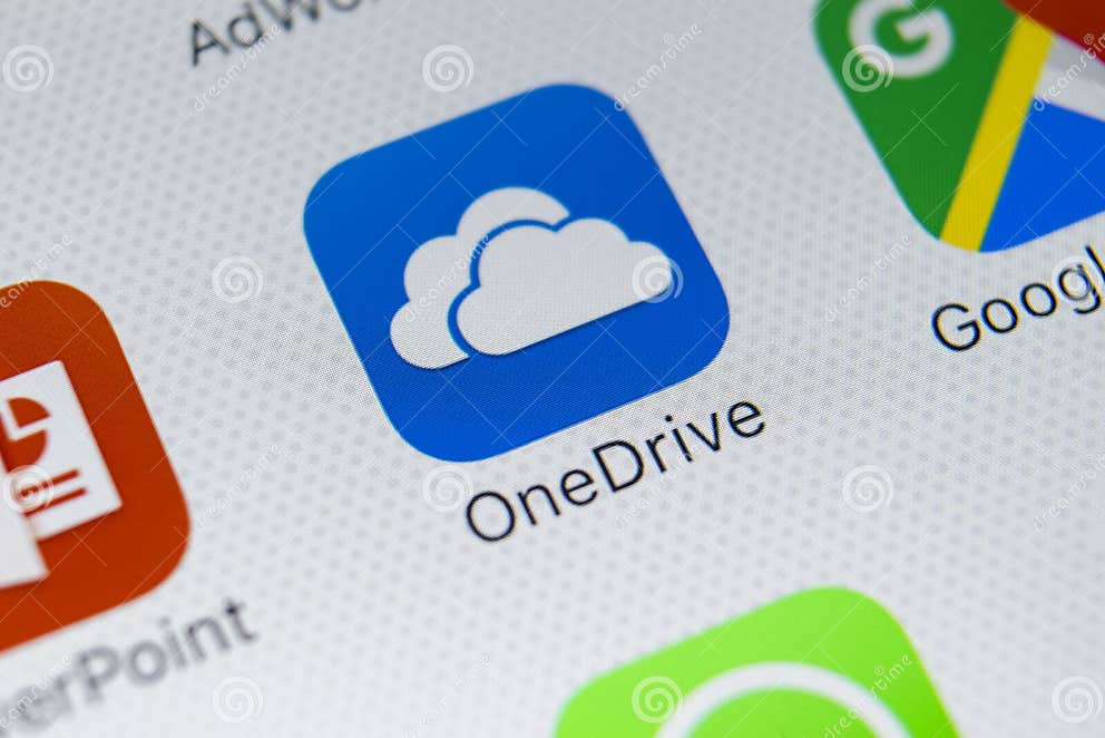 Microsoft OneDrive Application Icon on Apple IPhone X Screen Close-up ...