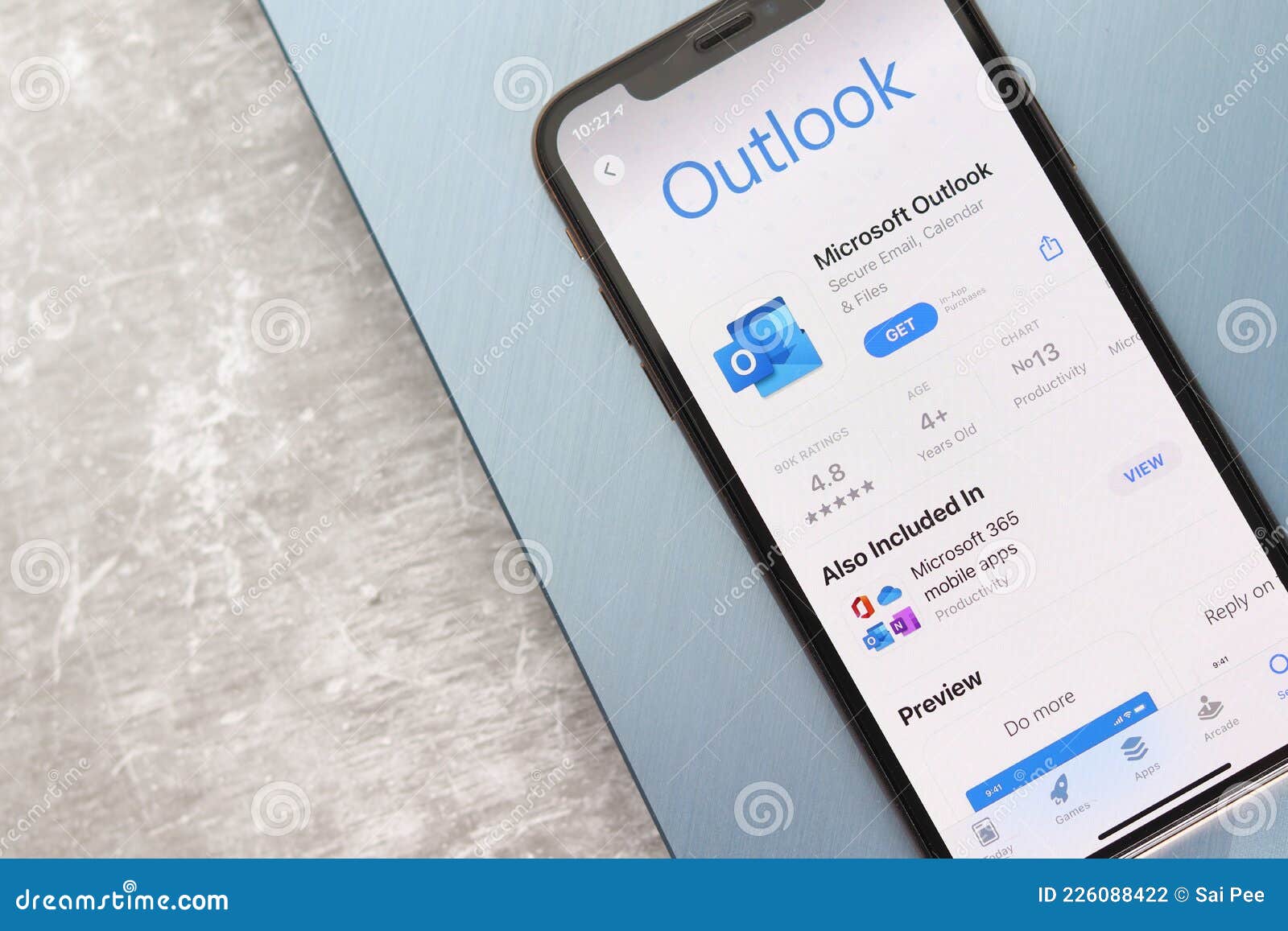 Microsoft Outlook Application on Mobile Phone Screen. Editorial ...