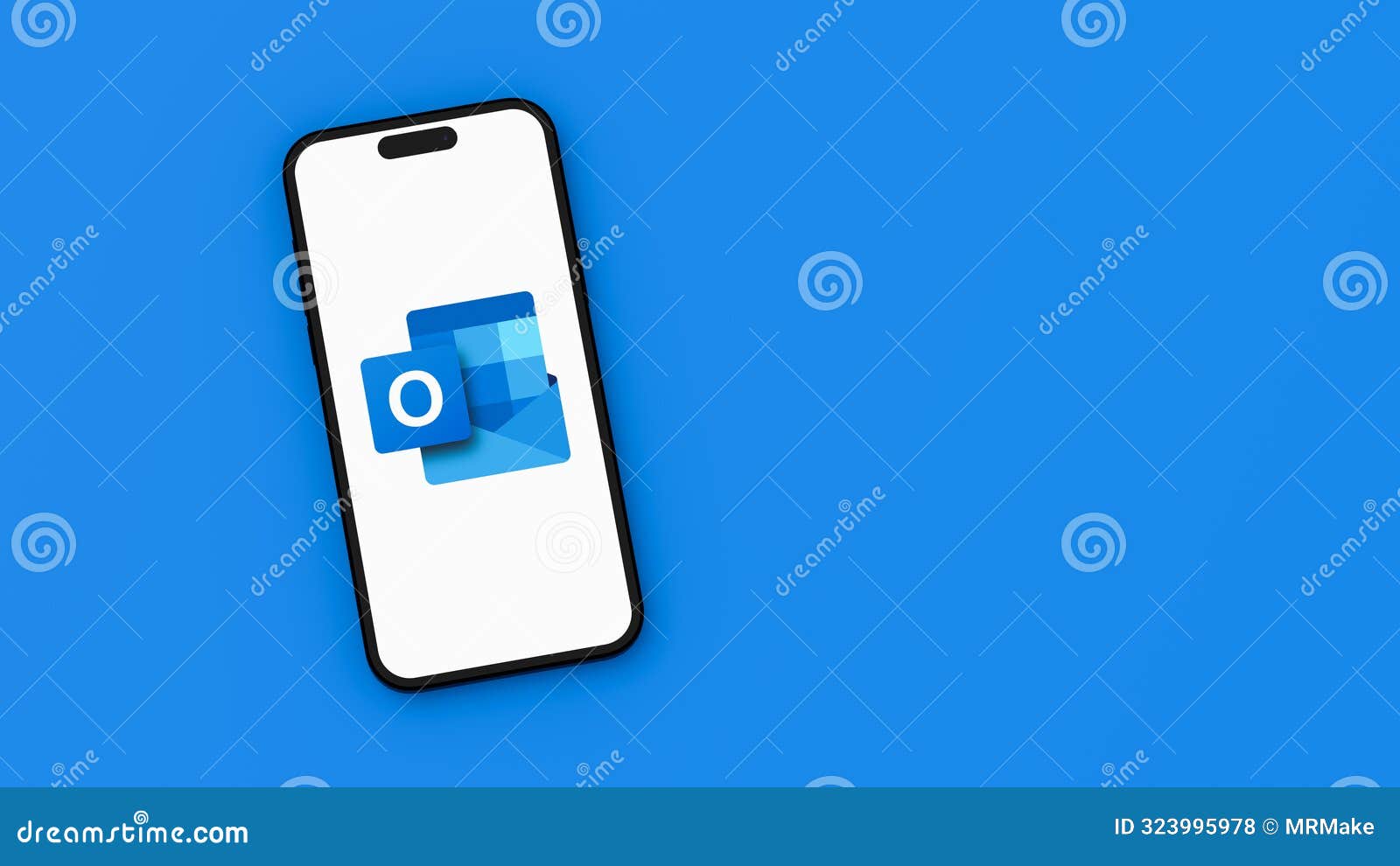 Microsoft Outlook Logo on Mobile Phone Screen on Blue Background with ...