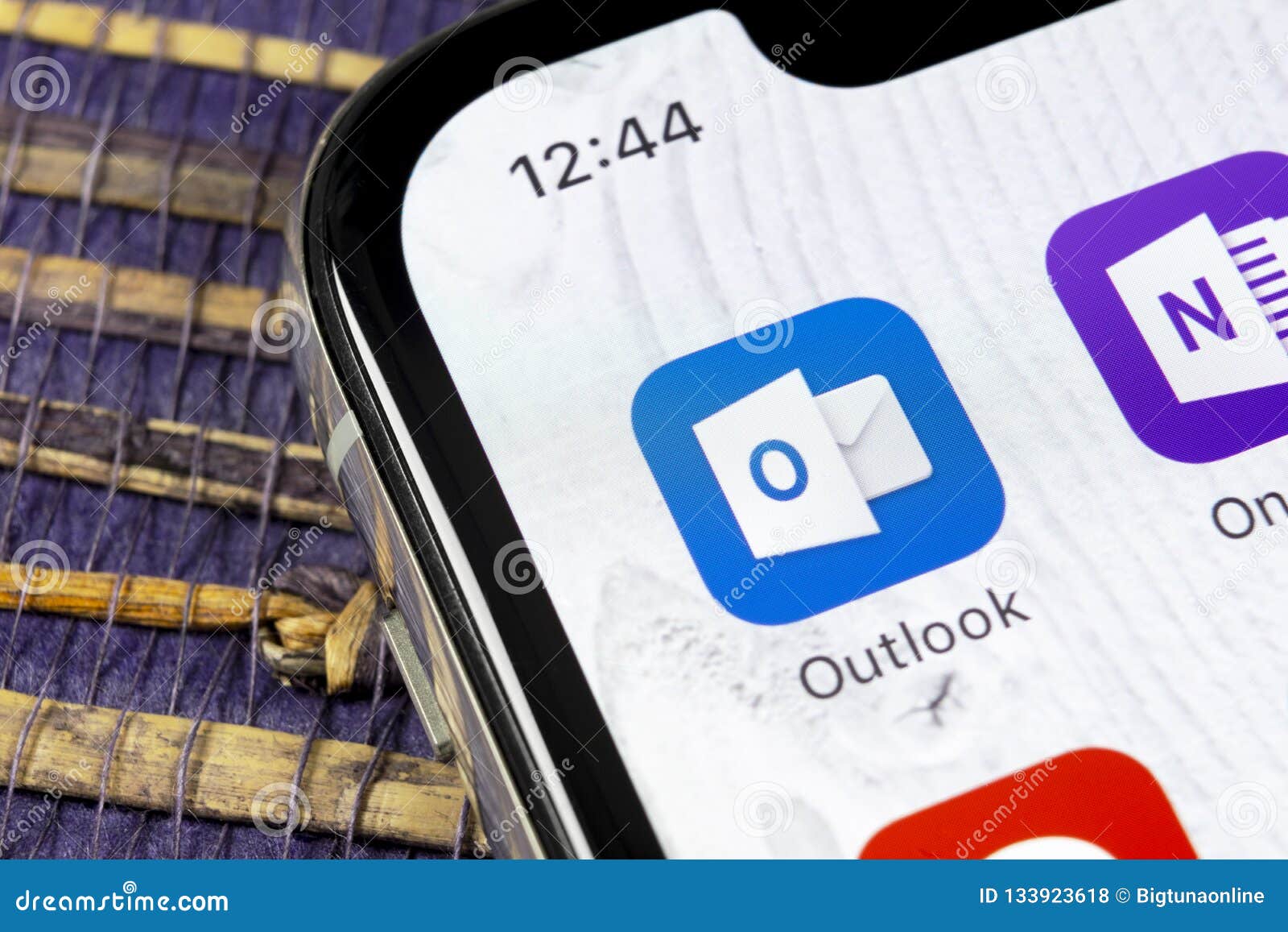 Microsoft Outlook Office Application Icon on Apple IPhone X Screen ...
