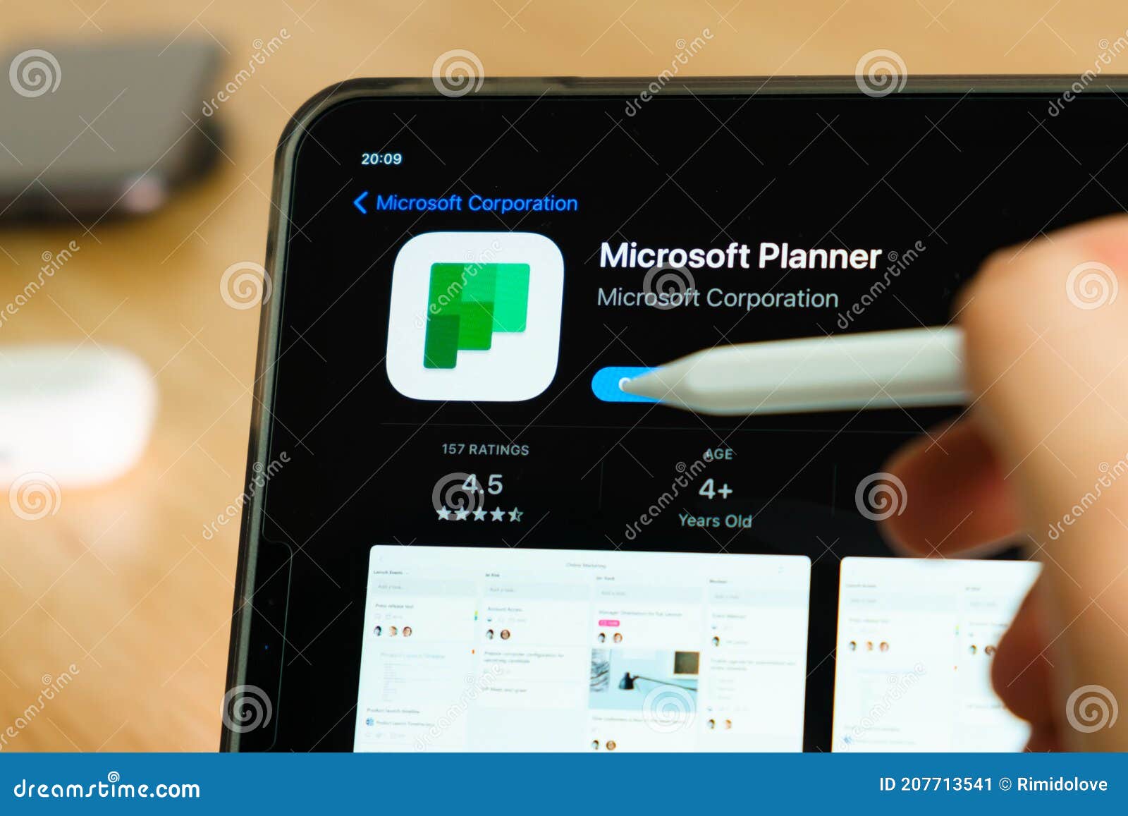 Microsoft Planner Logo Shown by Apple Pencil on the IPad Pro Tablet ...