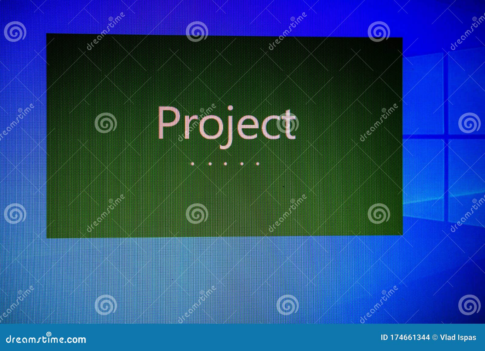 Microsoft Project Application, Home Menu on Device Screen Pixelated ...