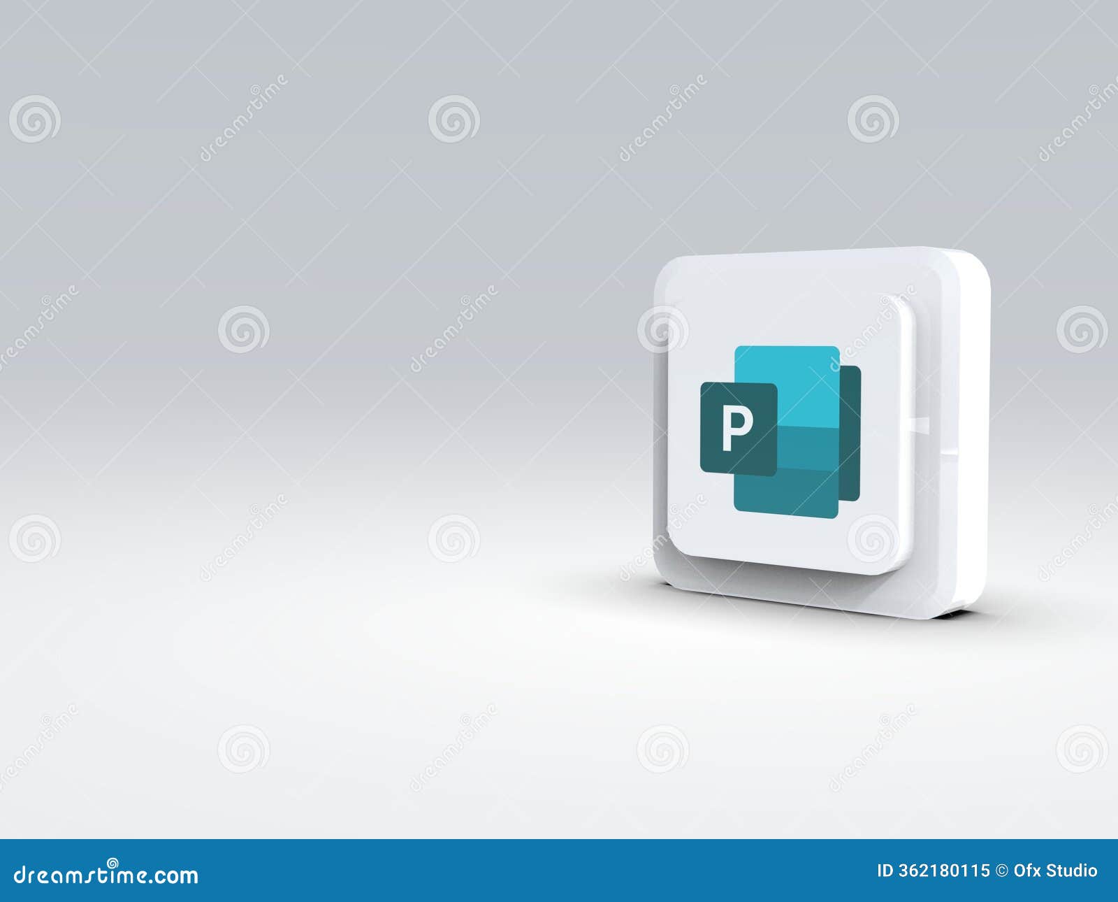 Microsoft Publisher App 3d Render, White Background Isolated Button ...
