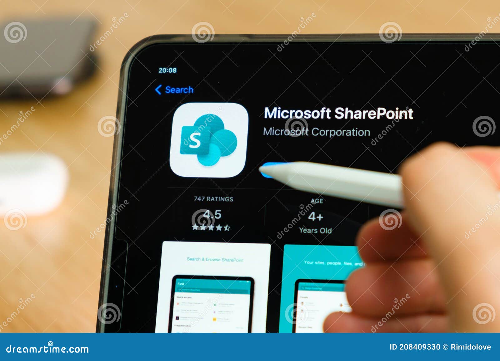 Microsoft SharePoint Logo Shown by Apple Pencil on the IPad Pro Tablet ...