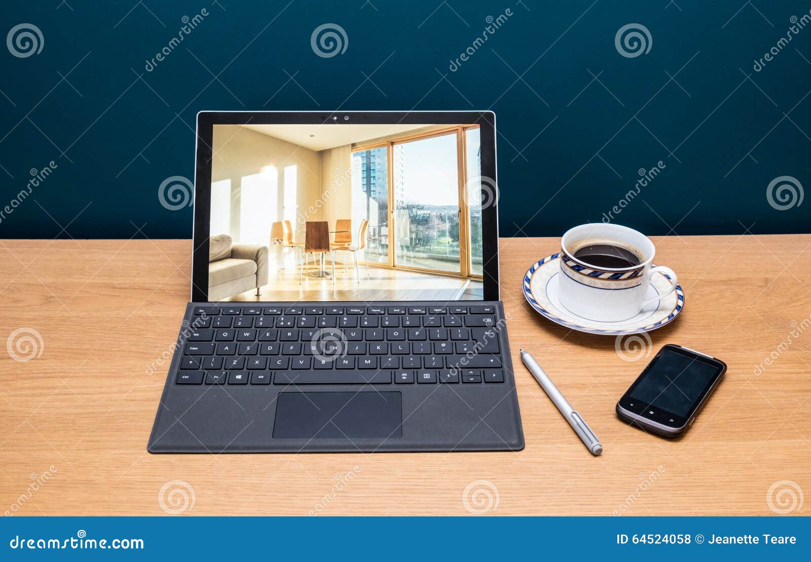 Microsoft Surface Pro4 with Pen, Phone and Keyboard Editorial Stock ...