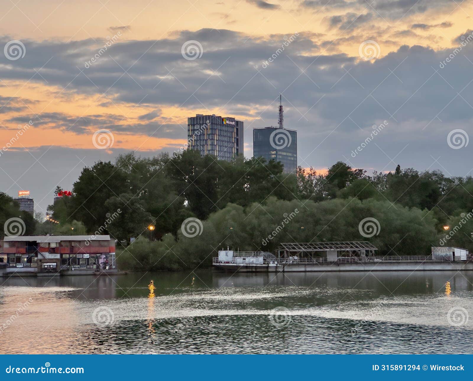 Microsoft Tower in Belgrade at Sunset Stock Photo - Image of tower ...