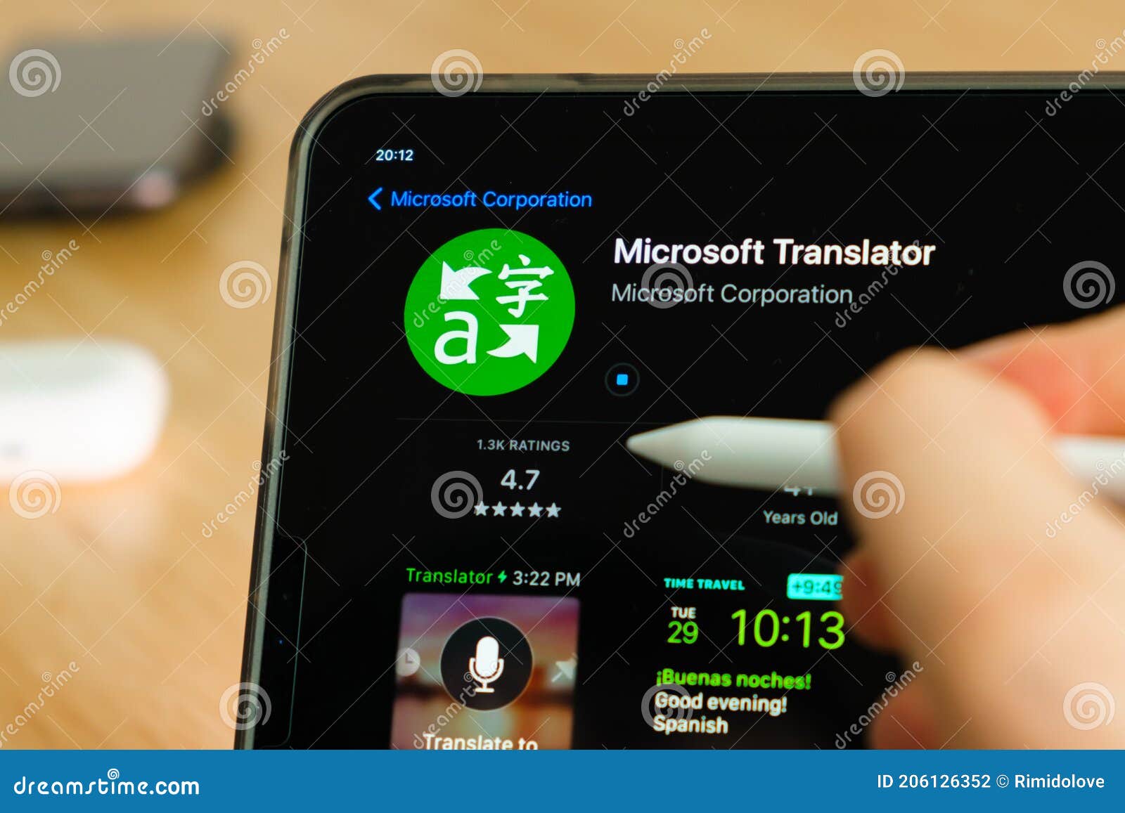 Microsoft Translator Logo Shown by Apple Pencil on the IPad Pro Tablet ...