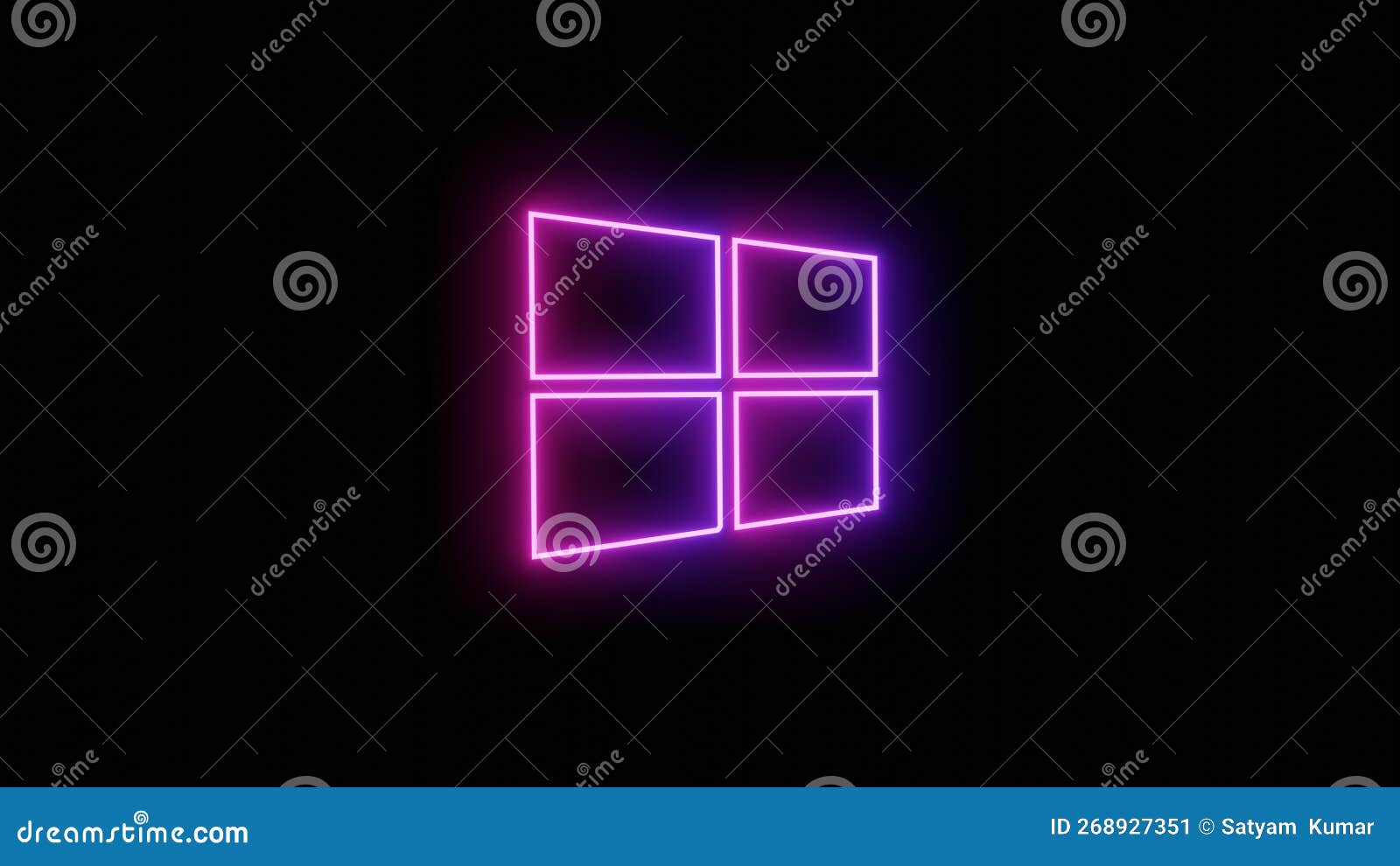 Microsoft Windows 10 8 Logo Dark Night Glowing Logo In Neon Light Neon ...