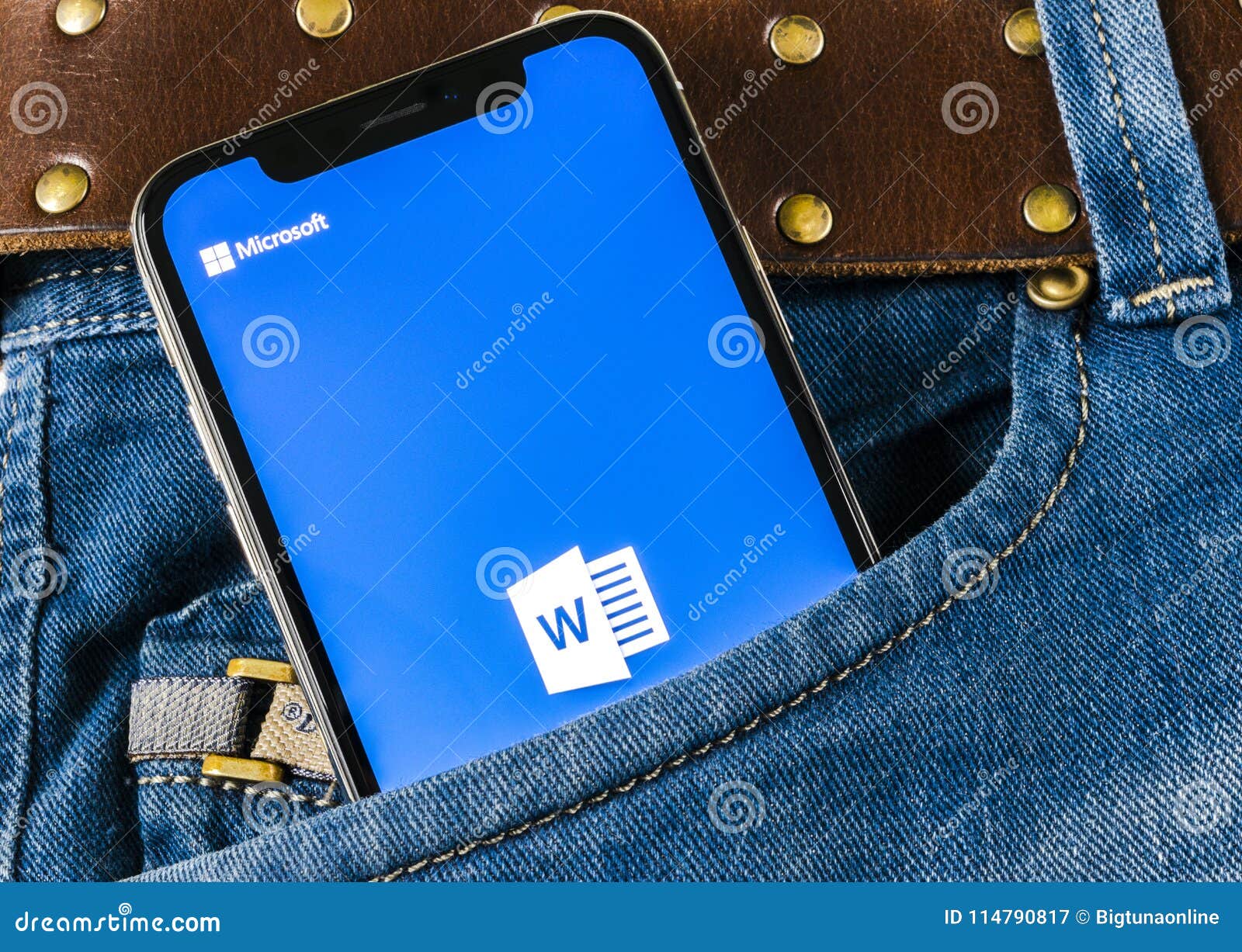 Microsoft Word Application Icon on Apple IPhone X Screen Close-up in ...