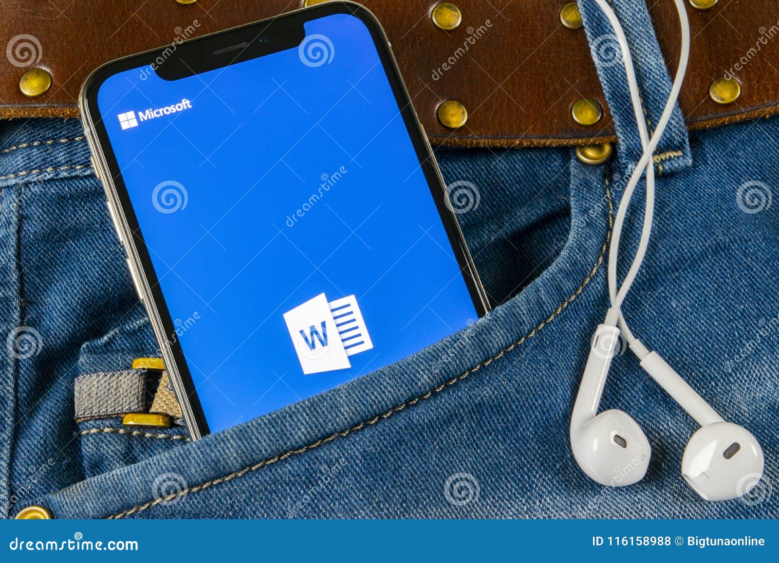 Microsoft Word Application Icon on Apple IPhone X Screen Close-up in ...