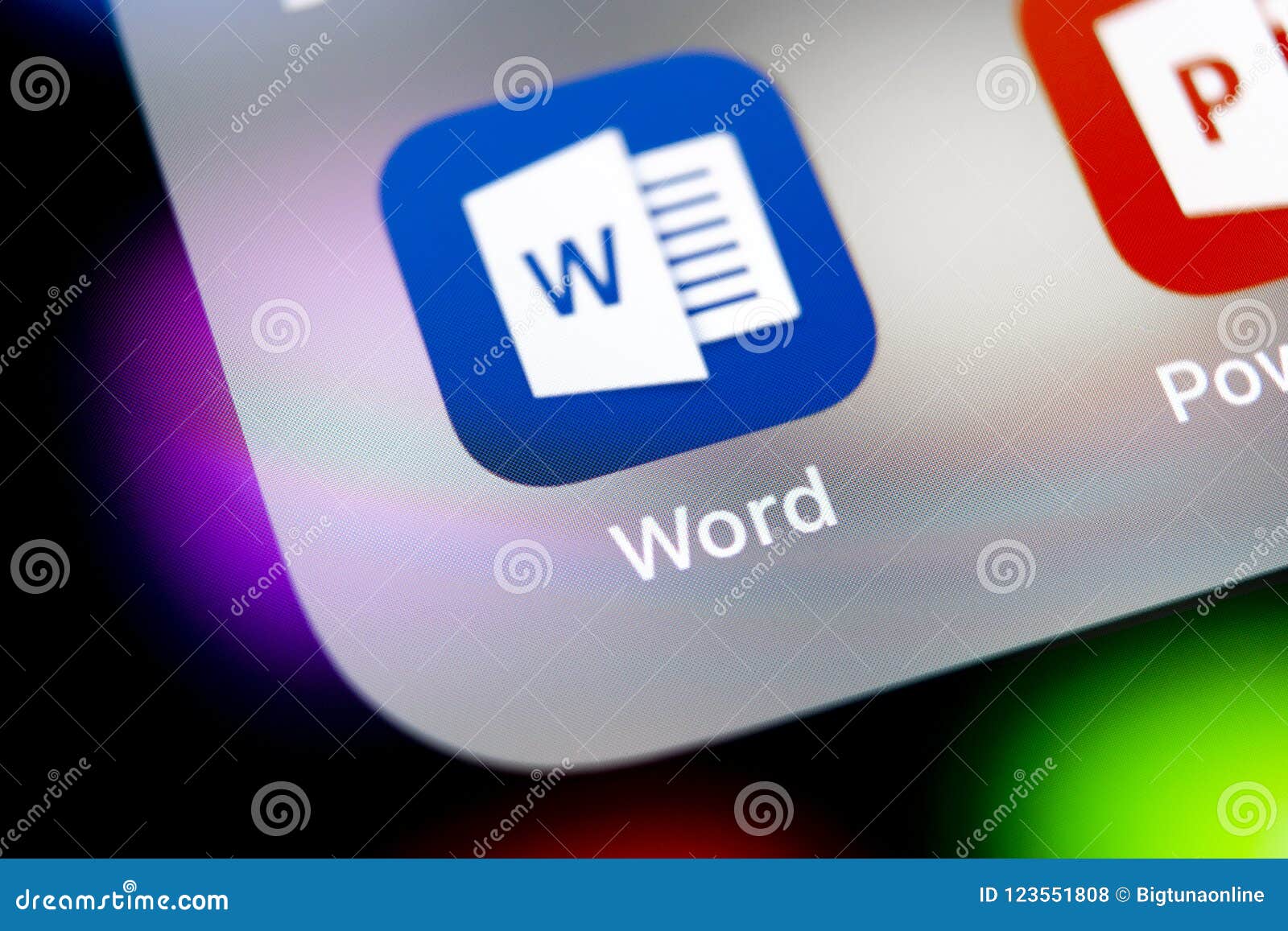 Microsoft Word Application Icon on Apple IPhone X Screen Close-up ...