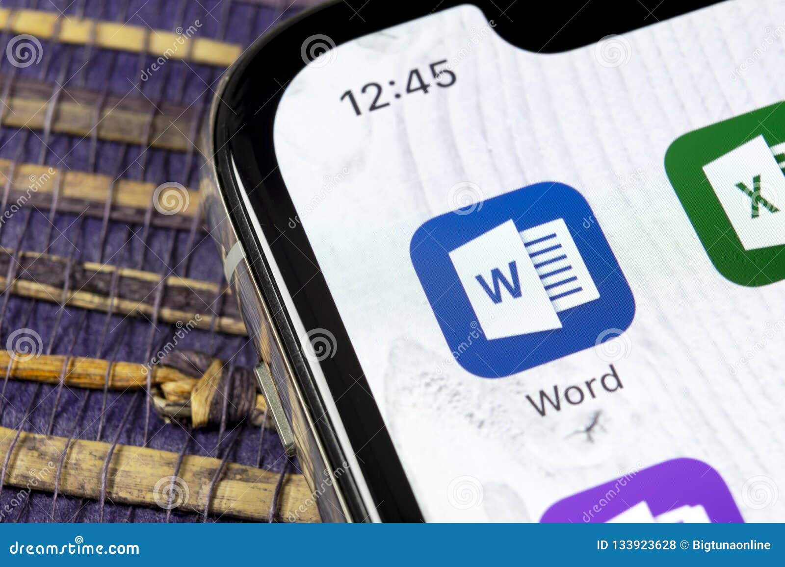 Microsoft Word Application Icon on Apple IPhone X Screen Close-up ...