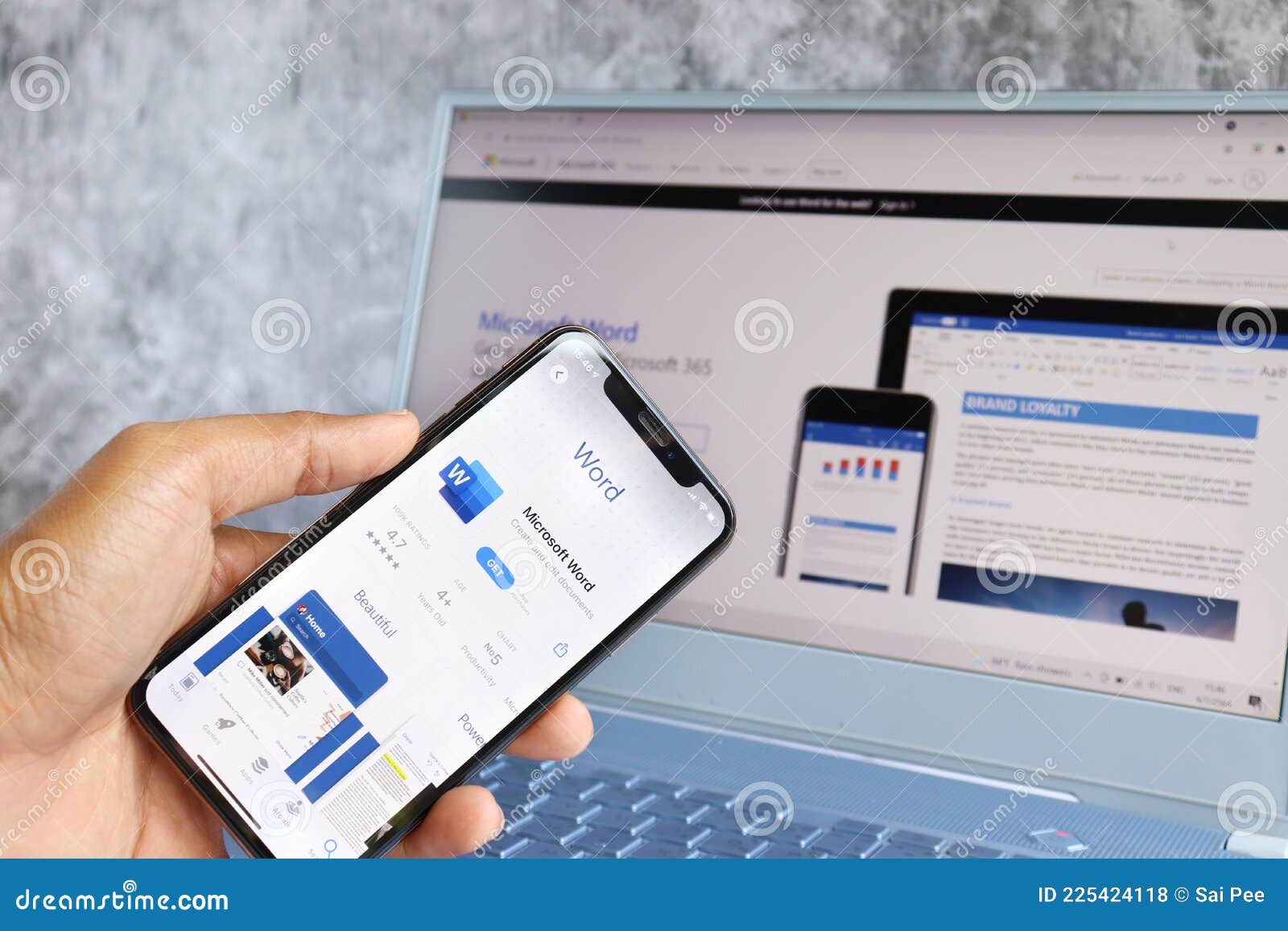 Microsoft Word on Computer Screen and Microsoft Word Logo on Smartphone ...