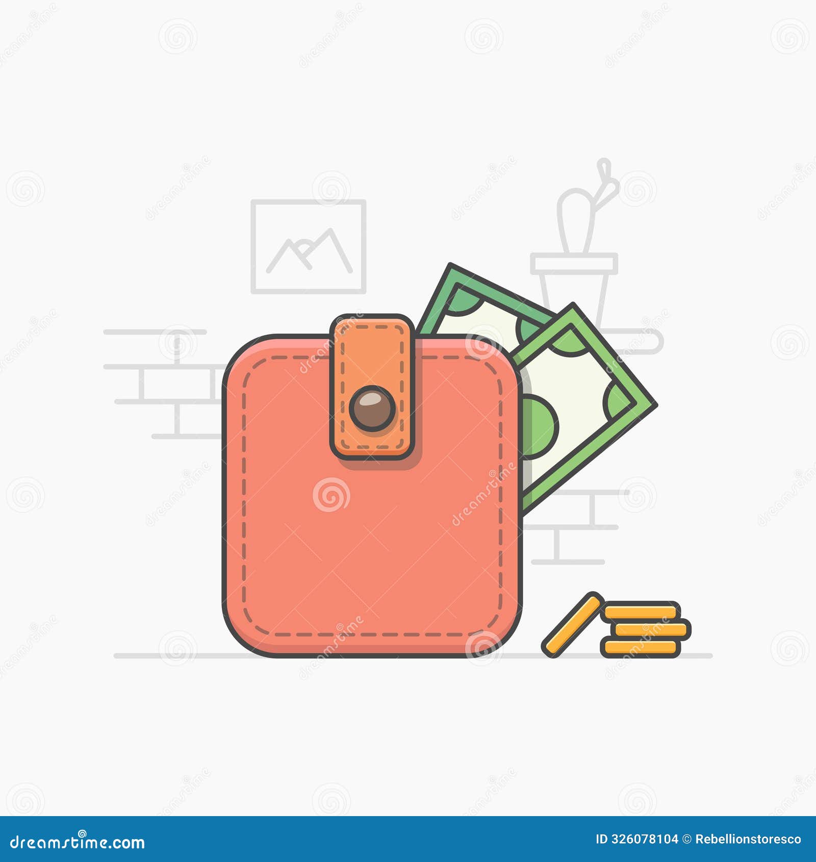 A Simple and Clean Illustration of an Orange Wallet Stock Illustration ...