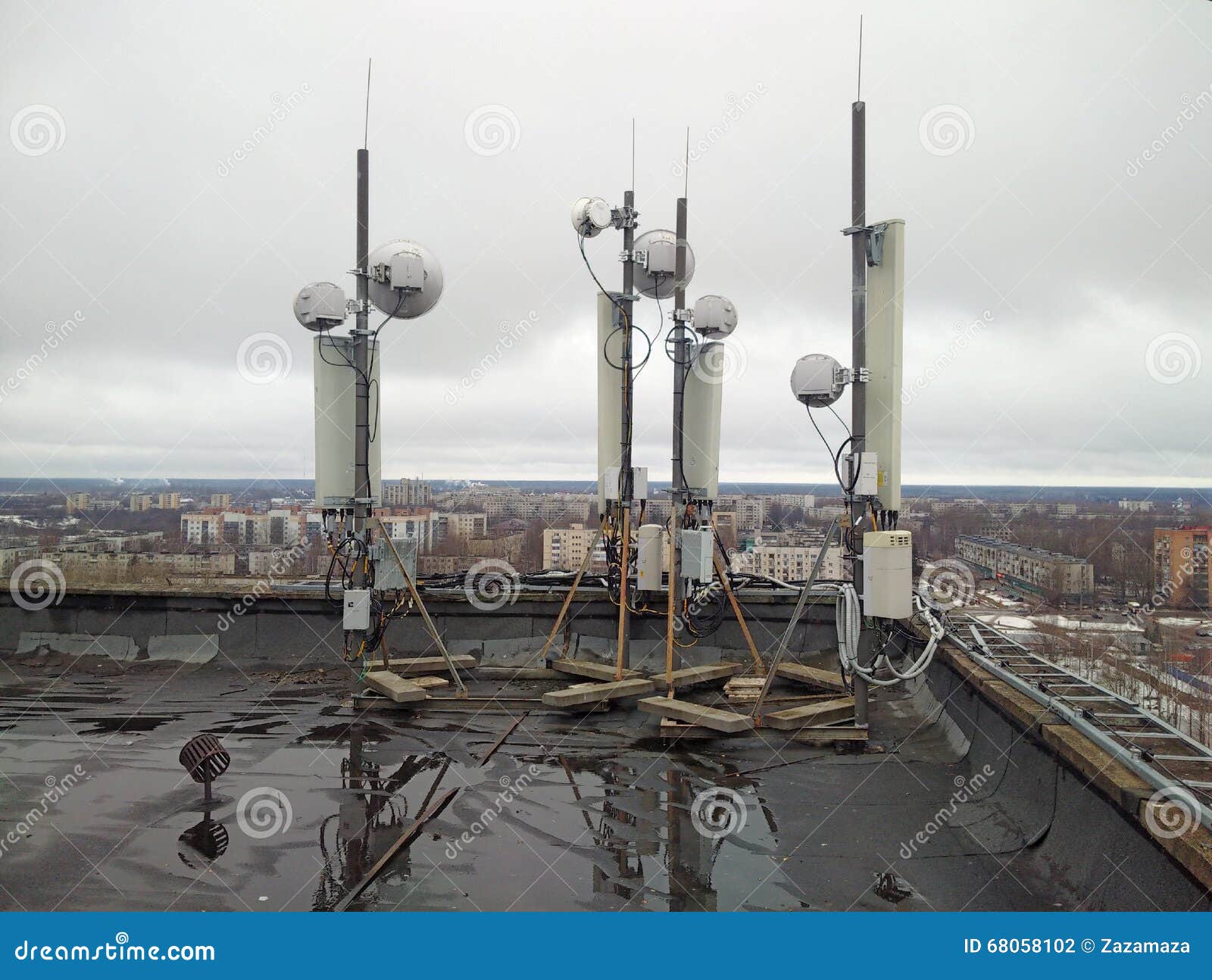 The Microwave Antennas On The Roof Stock Photo | CartoonDealer.com ...