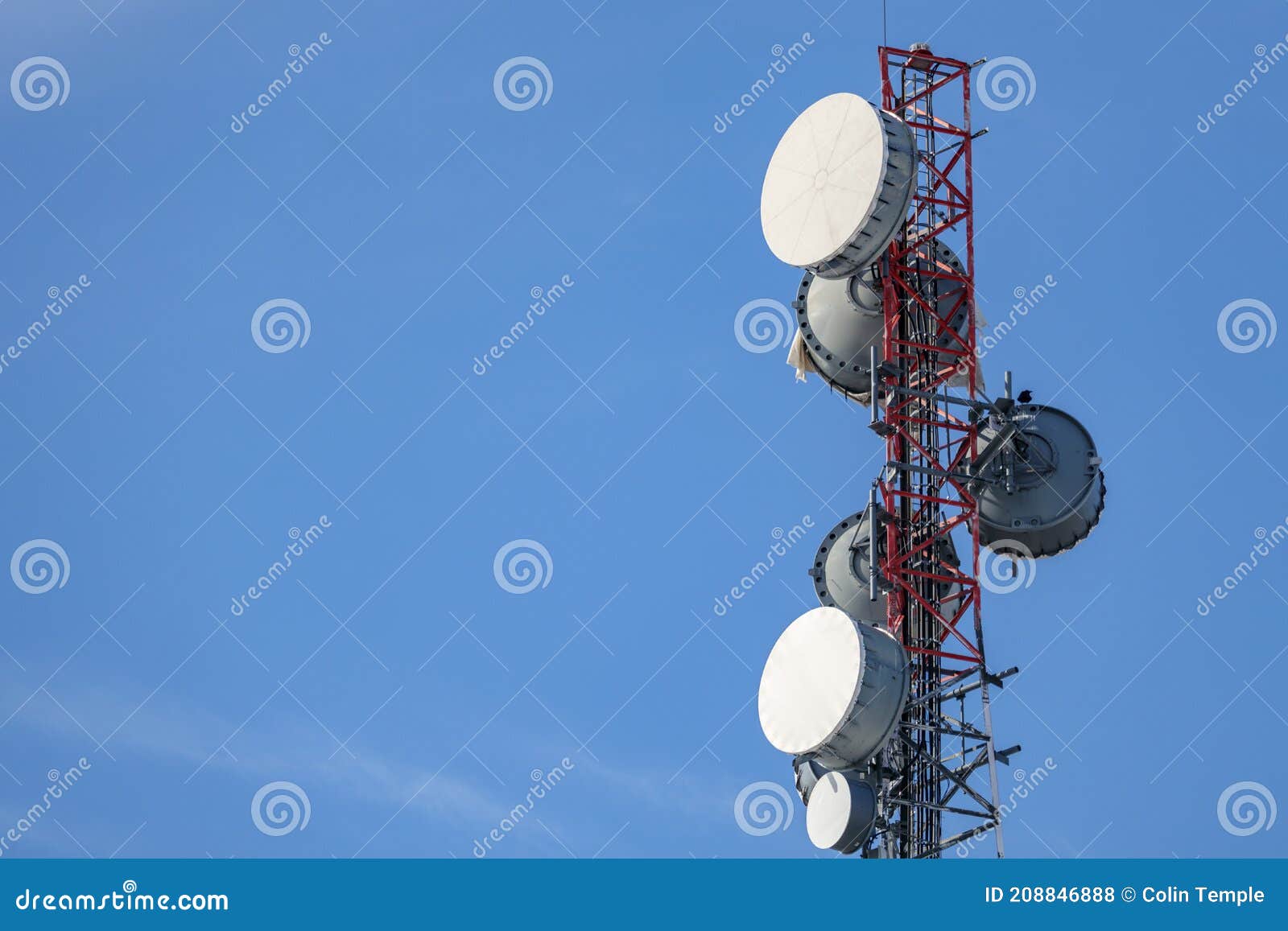 Microwave Backhaul Antennas on Communication Tower Stock Photo - Image ...