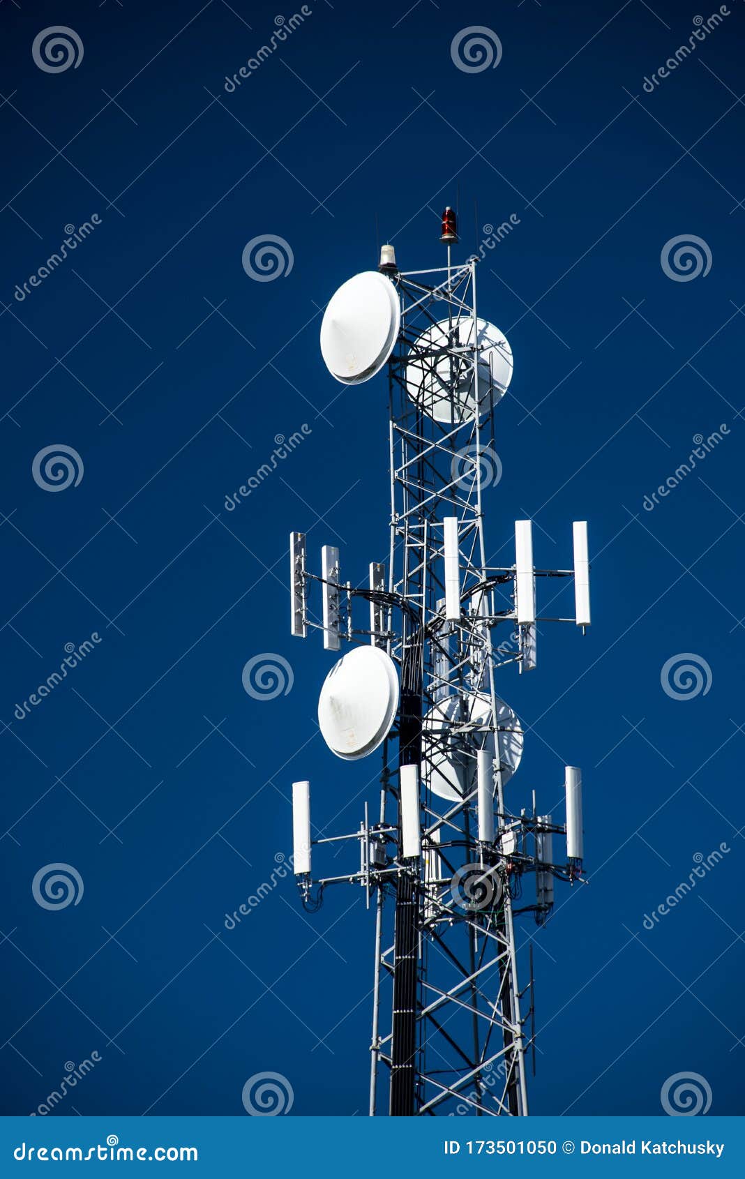 Microwave and Cellular Communications Tower Stock Photo - Image of ...