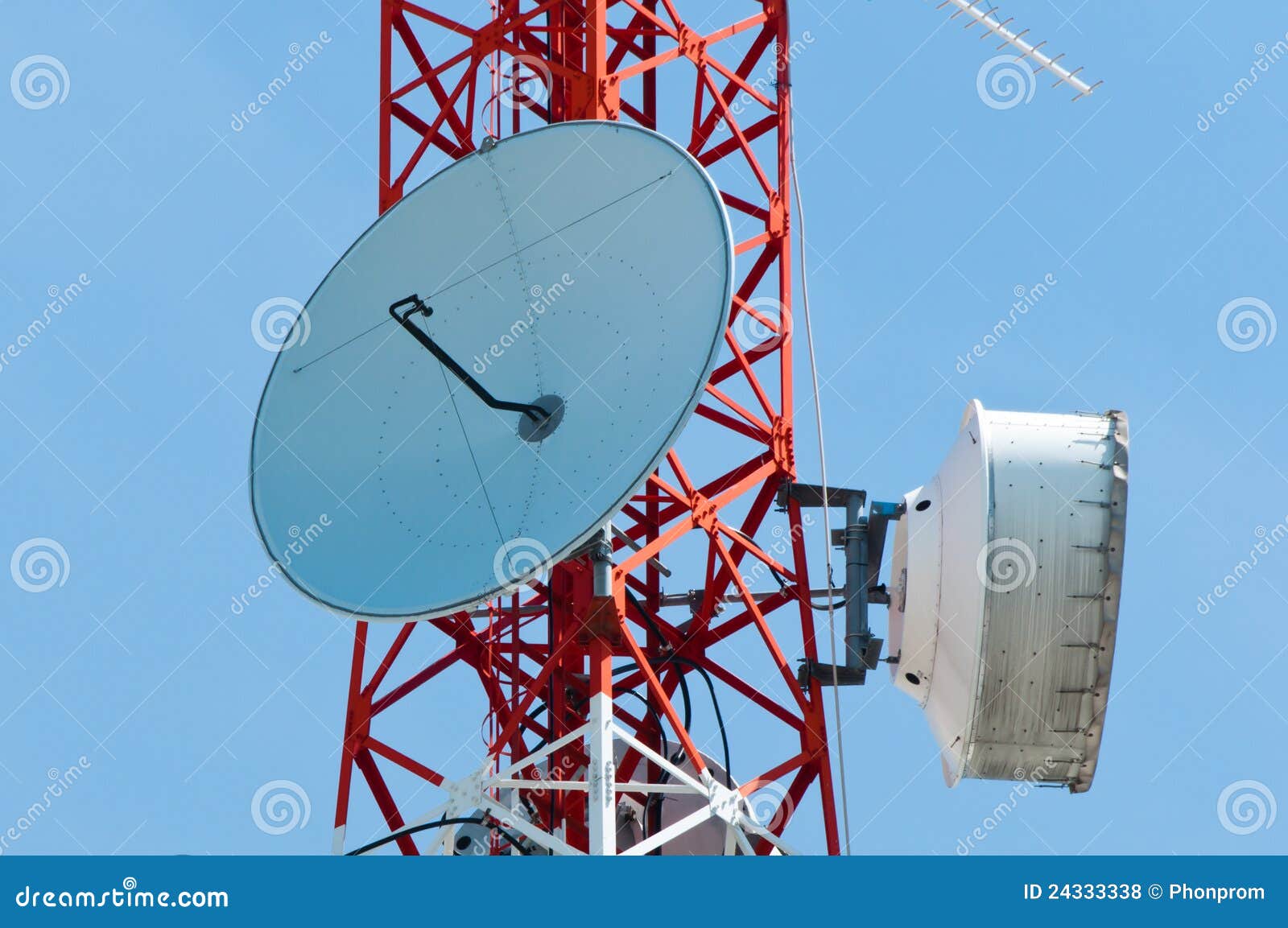 Microwave Dishes on Telecommunication Tower Stock Photo - Image of ...