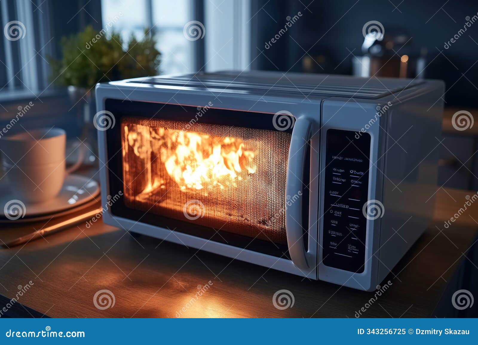 Microwave Fire Incident Causing Scorch Marks in a Kitchen Environment ...