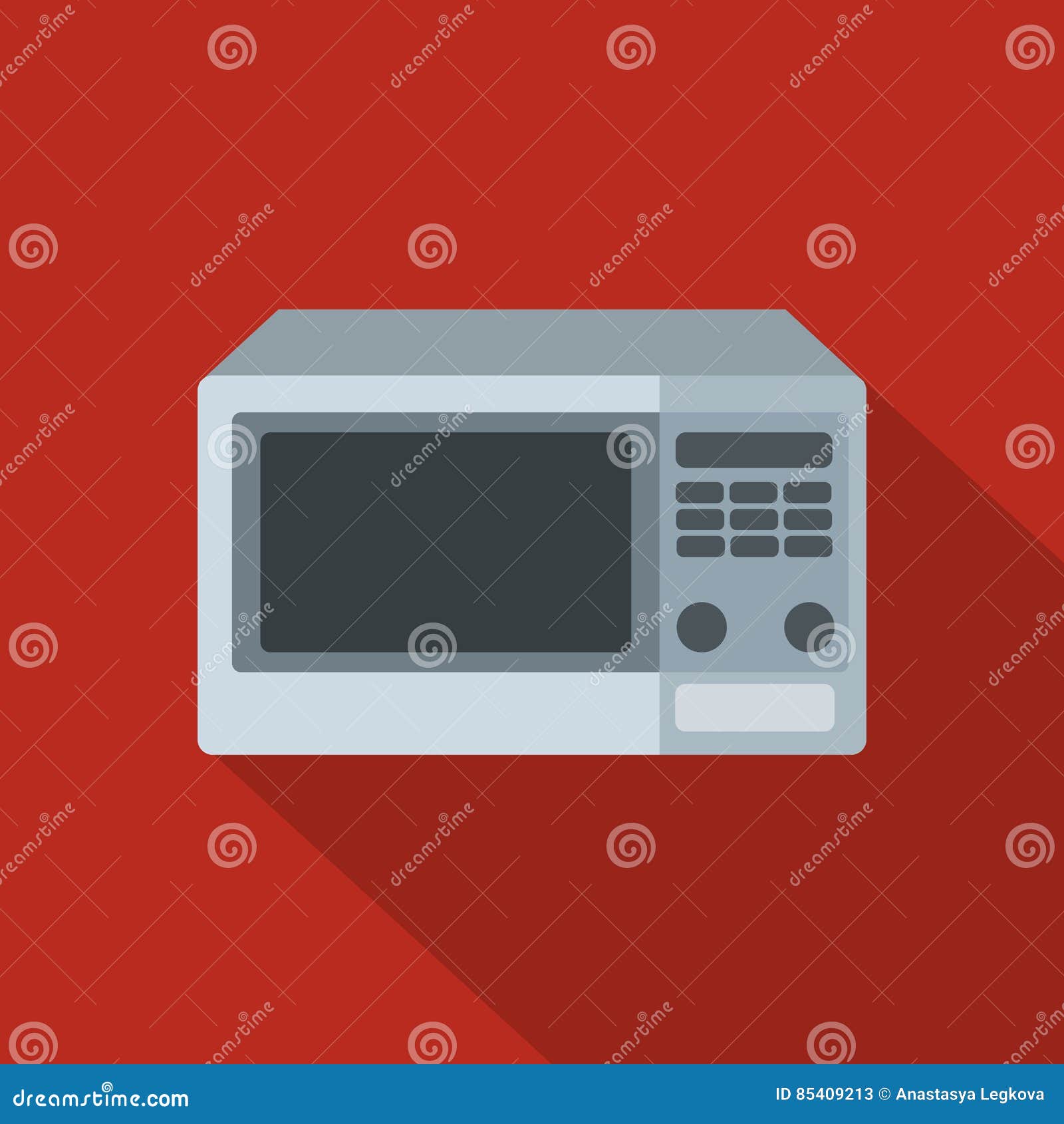 Microwave Icon in Flat Style with Long Shadow, Isolated Vector ...
