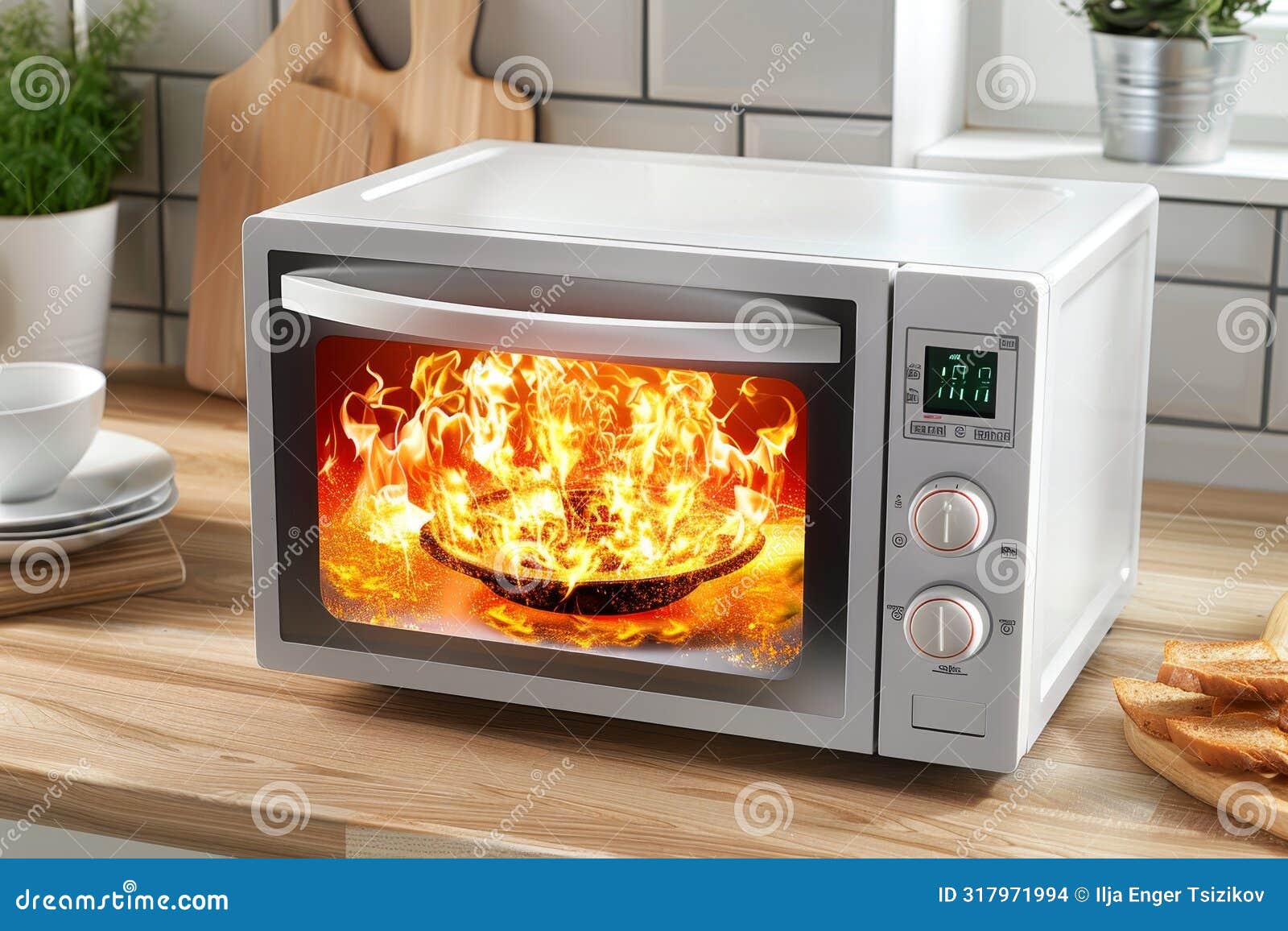 Microwave Oven Fire Caused by Breakdown or Electrical Short Circuit ...