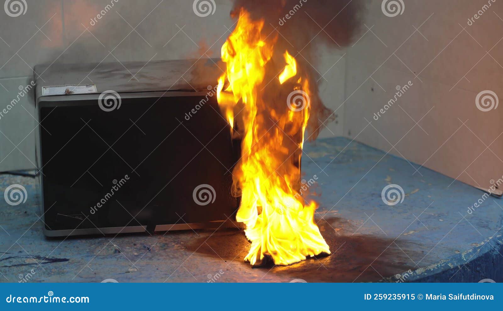 Microwave Oven on Fire. the Concept of Fire in the Kitchen. Stock Video ...