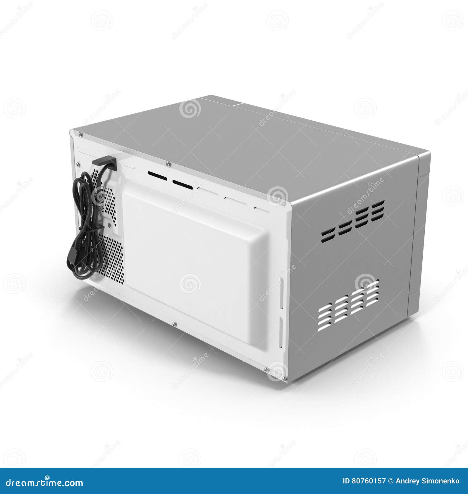 Microwave Oven Isolated on White. Rear View. 3D Illustration Stock ...