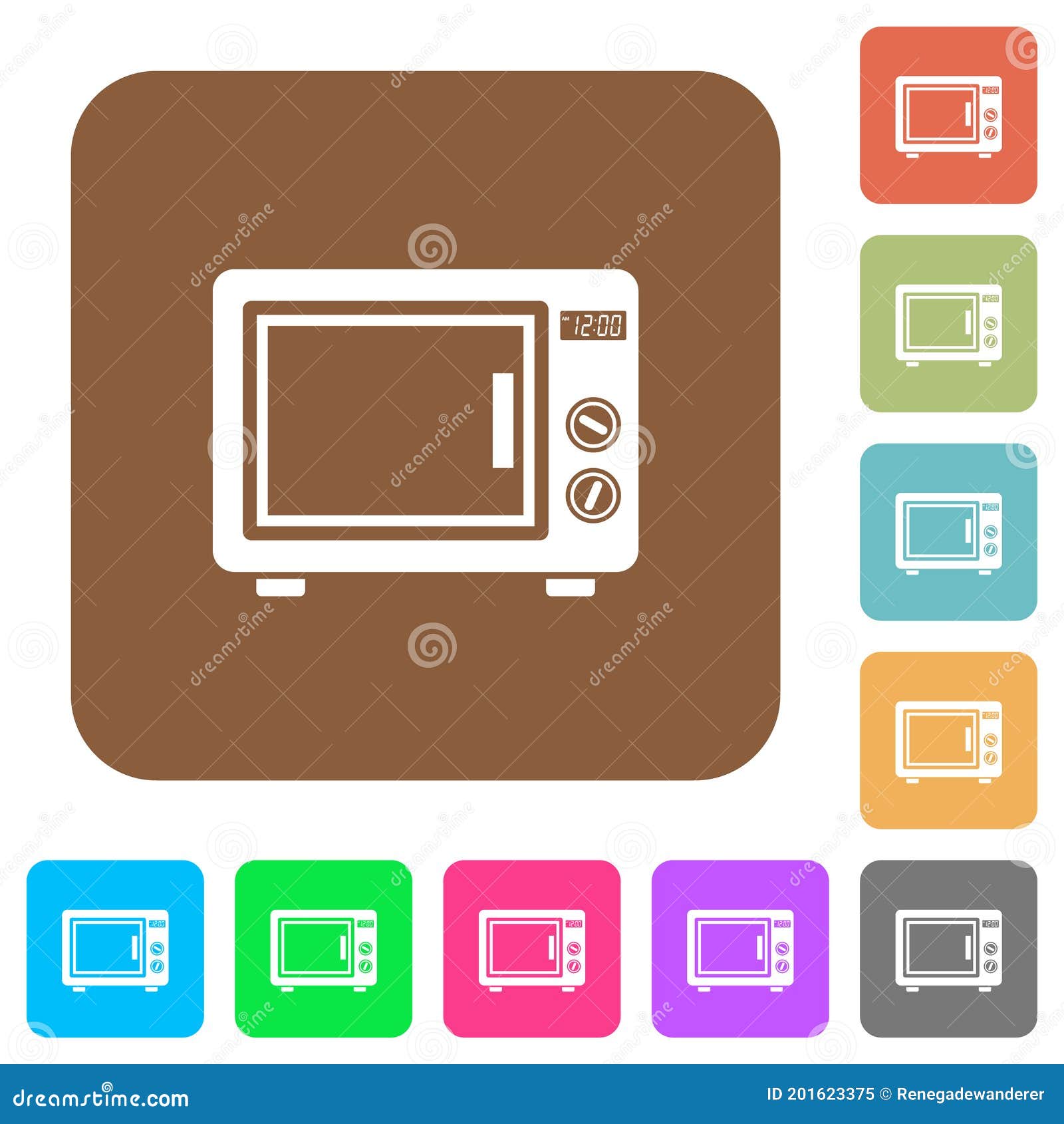 Microwave Oven Rounded Square Flat Icons Stock Vector - Illustration of heat, microwaveoven ...