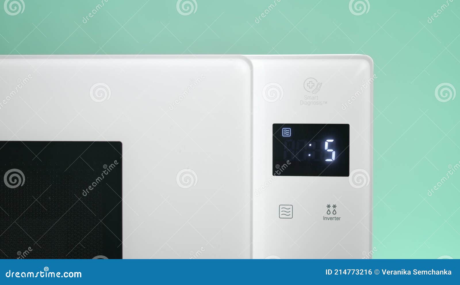 Microwave Timer Counting Down from Ten on Blue Background . Digital ...