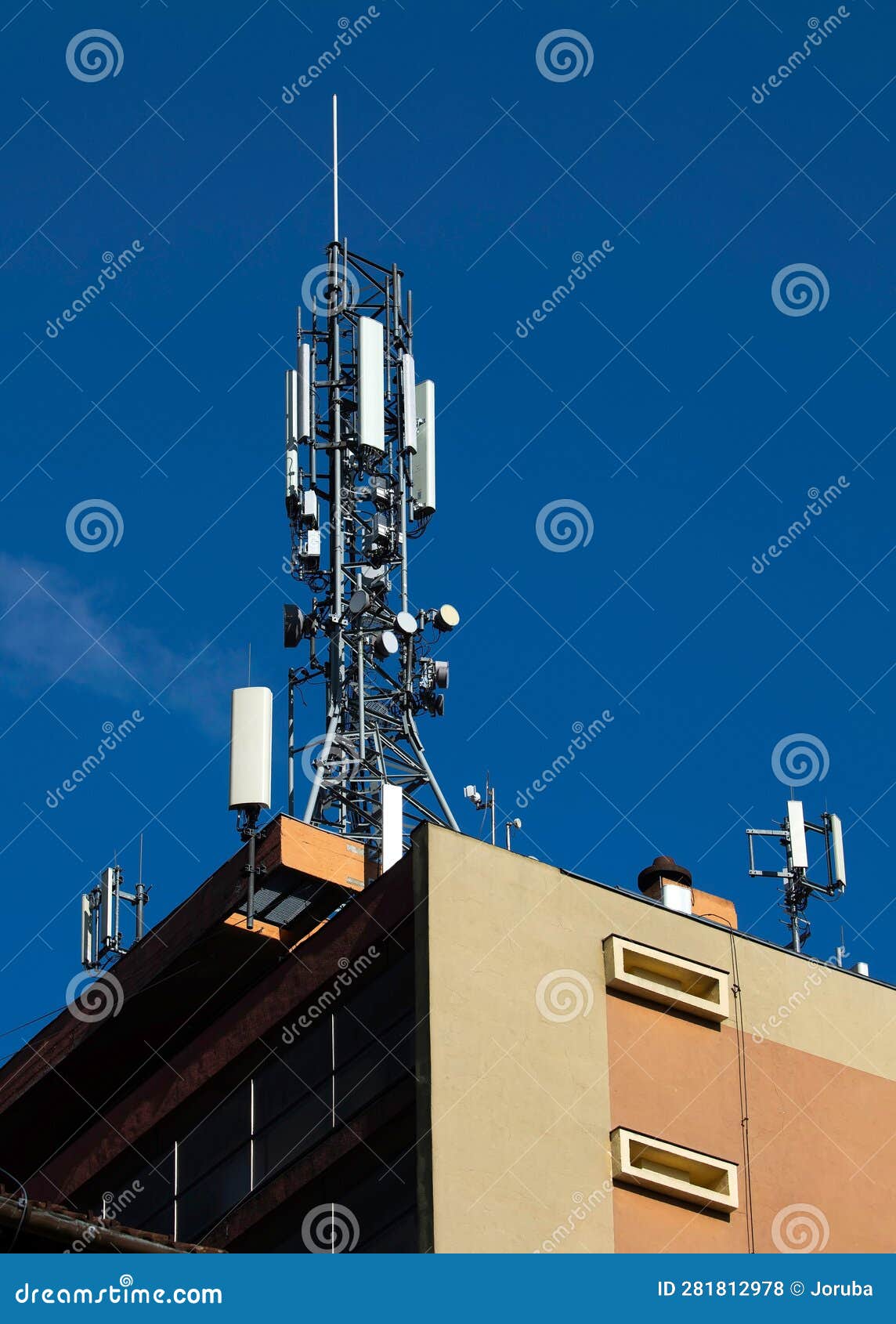 Microwave Transmitter Antennas on Rooftop Stock Photo - Image of ...