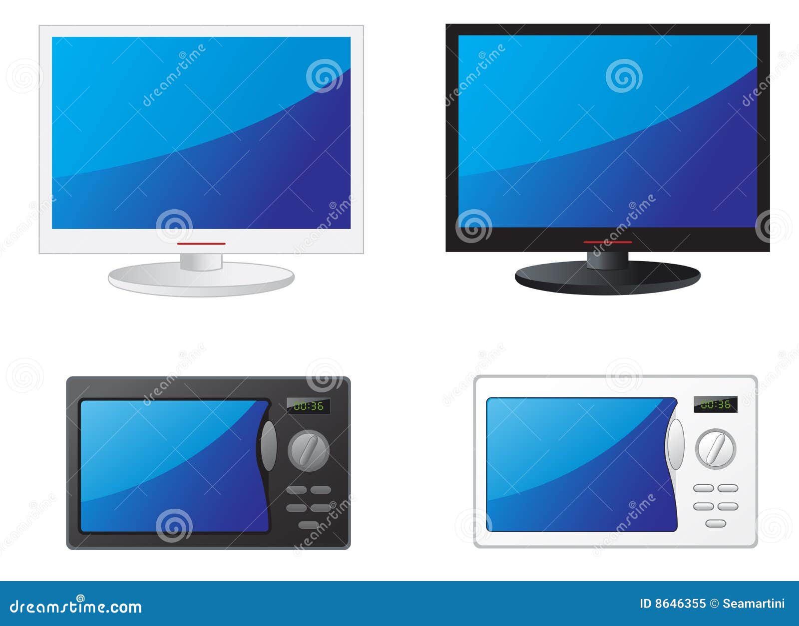 Microwave and TV stock vector. Illustration of flat, neat - 8646355