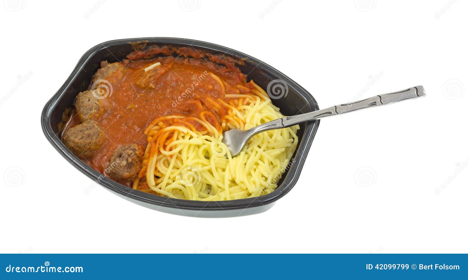 Microwaved Spaghetti and Meatball TV Dinner Stock Image - Image of ...