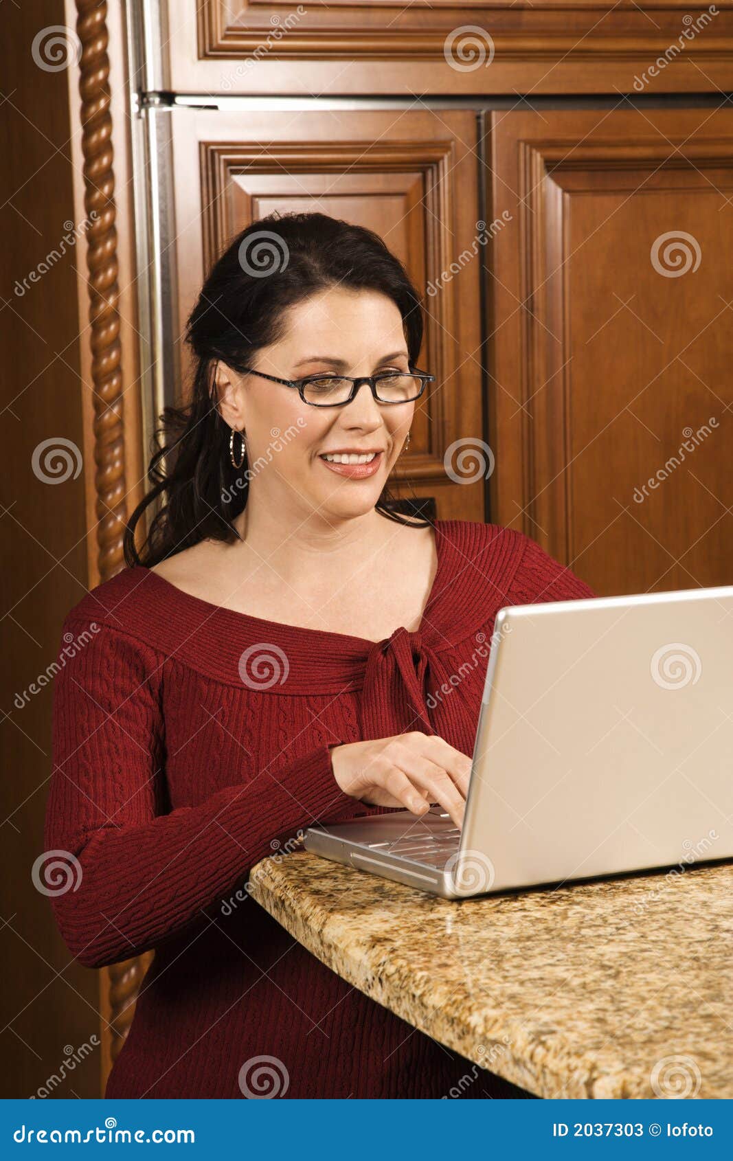 Mid-adult Female Working on Computer. Stock Image - Image of photograph ...