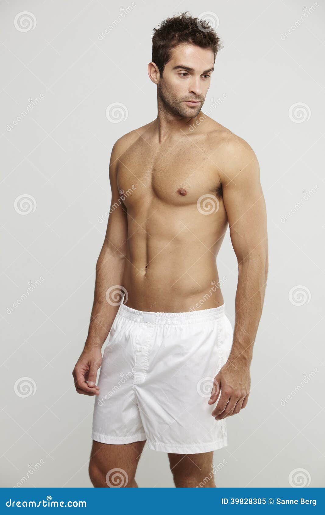Mid Adult Man in Boxer Shorts Stock Image - Image of hair, shirtless ...