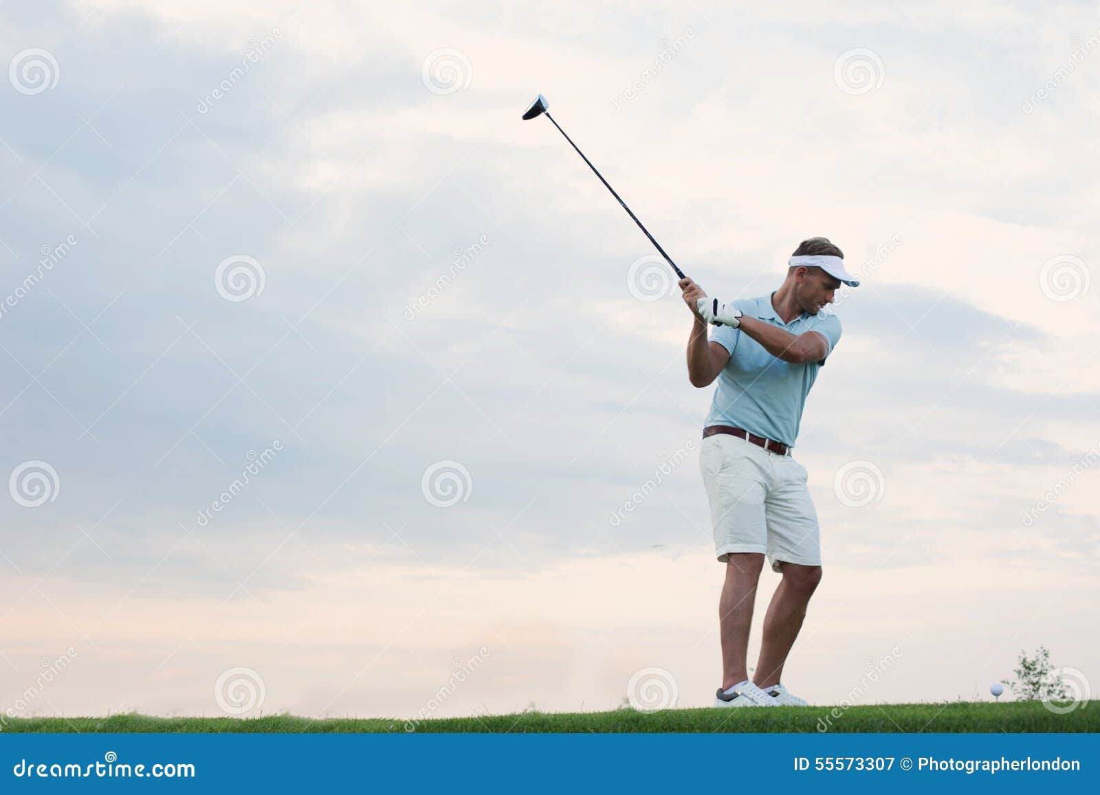 Mid-adult Man Playing Golf Against Sky Stock Image - Image of nature ...