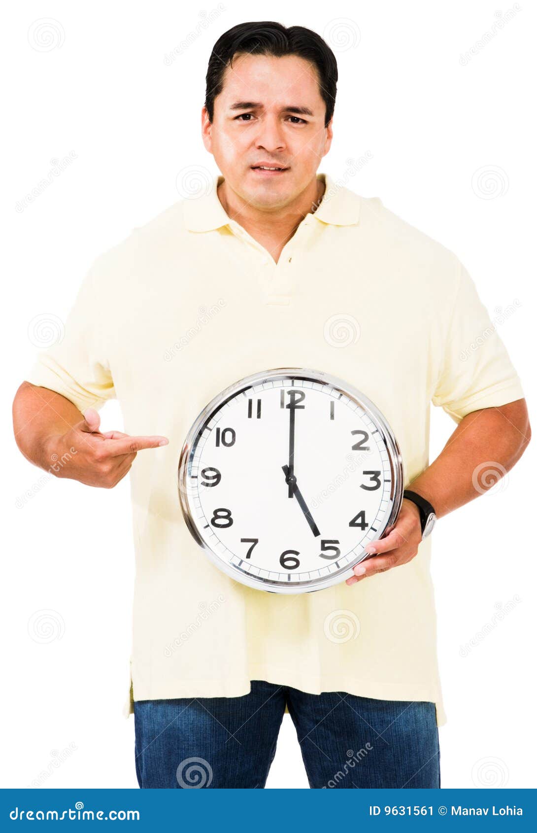 Mid Adult Man Pointing at Clock Stock Image - Image of pointing, adult ...