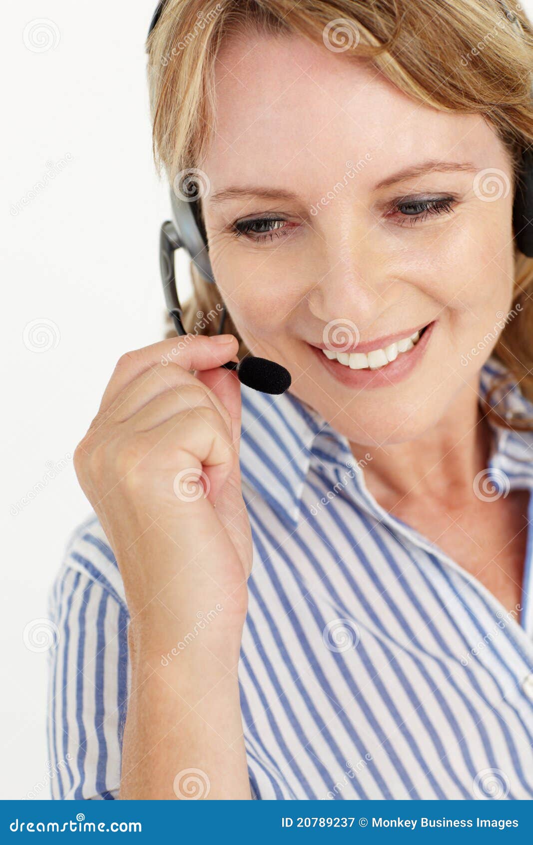 Mid Age Business Women Using Headset Stock Image - Image of happy ...