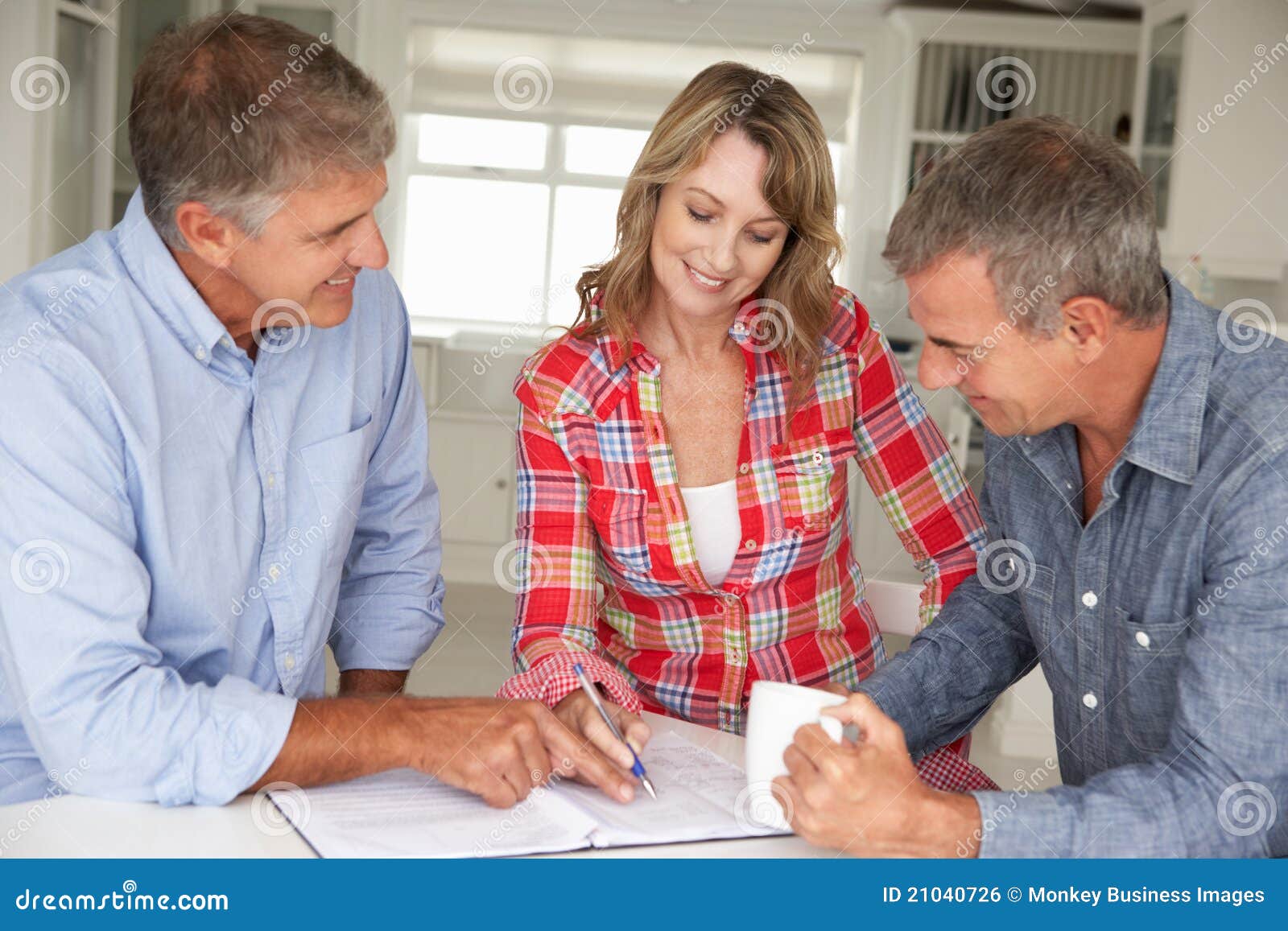 Mid Age Couple with Financial Advisor Stock Photo - Image of happy ...