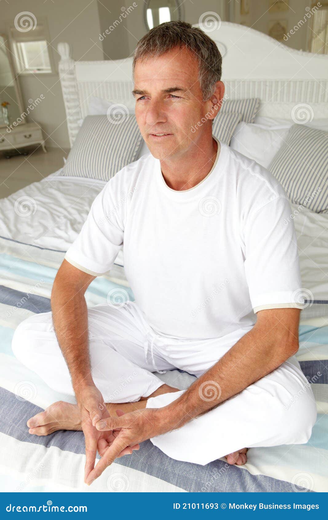 Mid Age Man in Lotus Position Stock Image - Image of exercise, calm ...