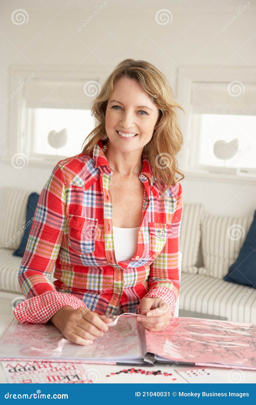 Mid Age Woman Creating Scrapbook Stock Image - Image of caucasian ...