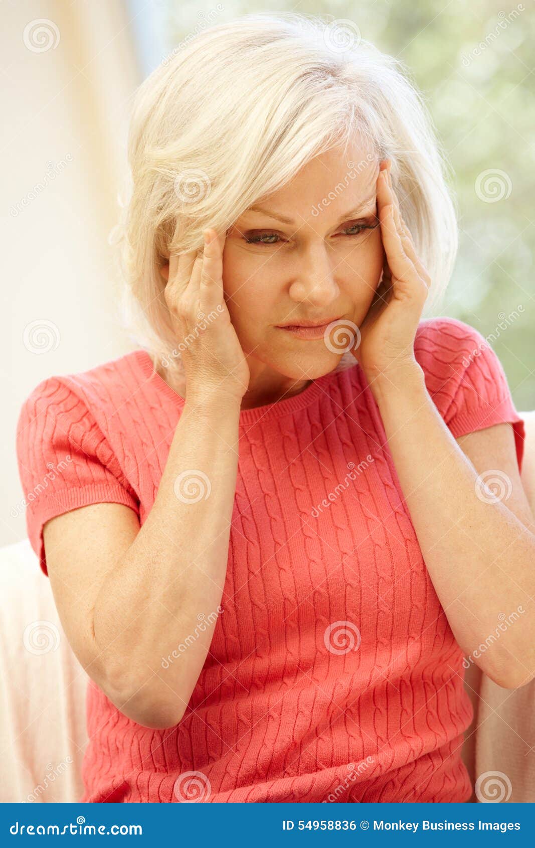 Mid Age Woman with Headache Stock Photo - Image of inside, tension ...