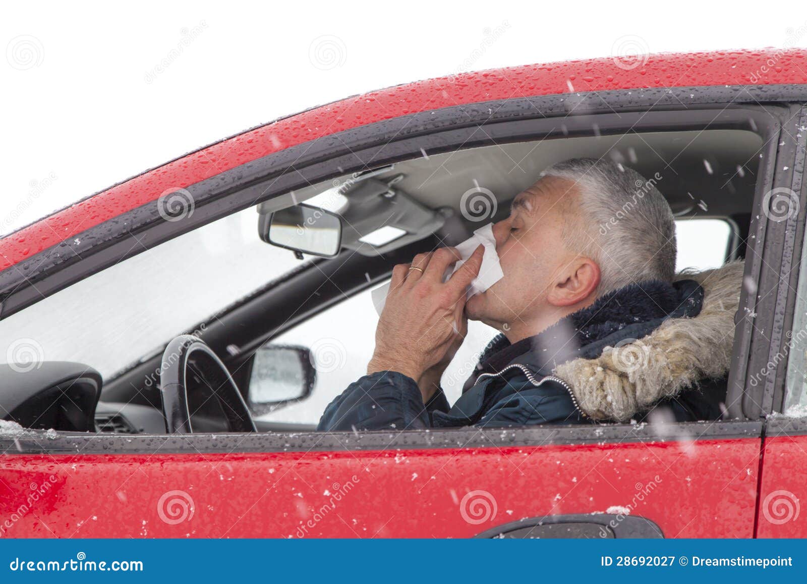 Mid Aged Man Sneezes in a Car Stock Image - Image of healthcare, eyes ...